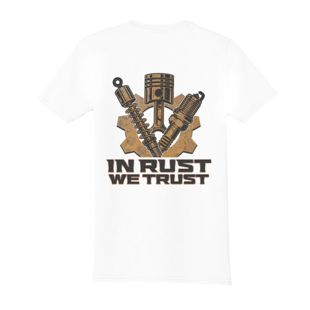 T-SHIRT In Rust we Trust RÜCKENDRUCK – SchrauberEck